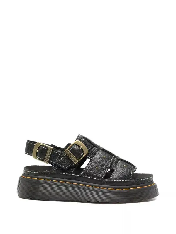 Dr. Martens Wrenlie Floral-embossed Platform Sandals - Black
