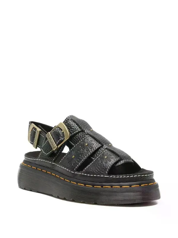 Dr. Martens Wrenlie Floral-embossed Platform Sandals - Black