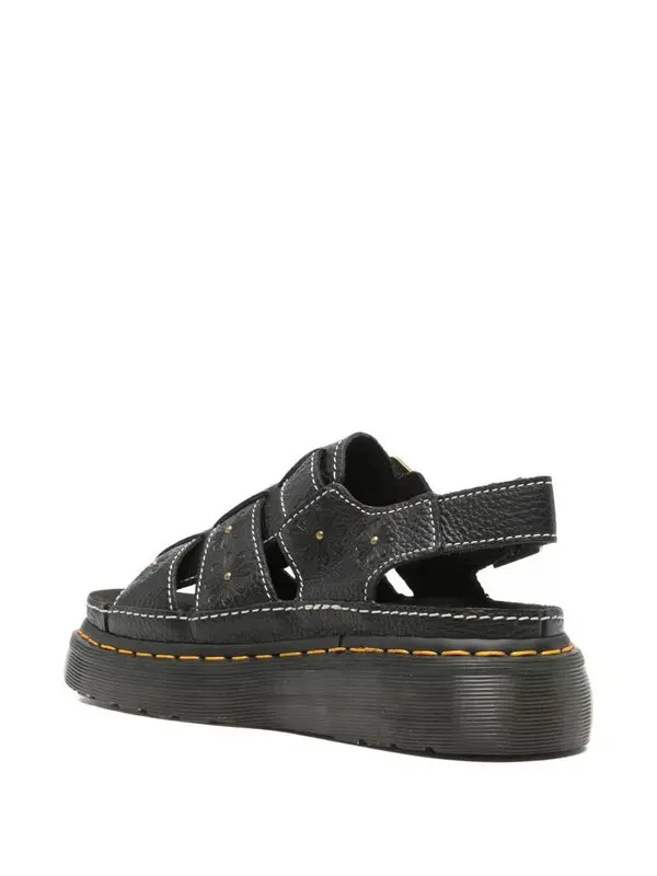 Dr. Martens Wrenlie Floral-embossed Platform Sandals - Black