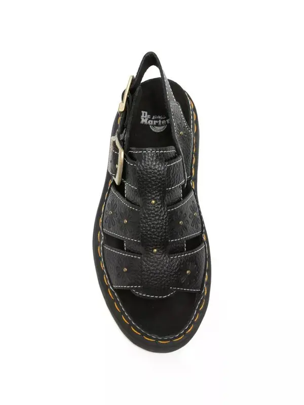 Dr. Martens Wrenlie Floral-embossed Platform Sandals - Black