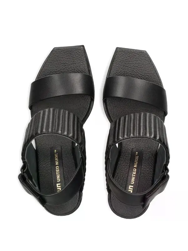 United Nude Delta Wedge Puffier Quilted Touch-strap Sandals - Black