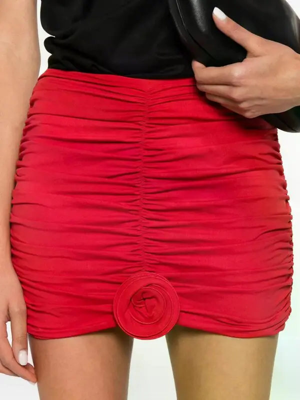 LA REVECHE Ruched Skirt - Red