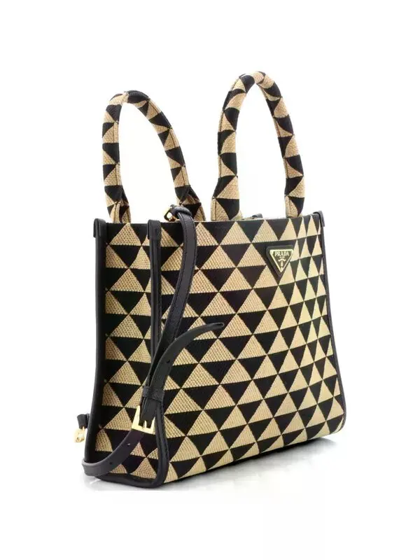 Prada Symbole Jacquard Small Tote Bag - Black