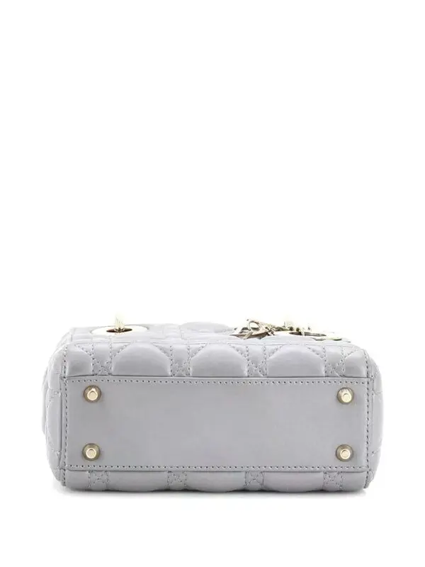 Dior Lady Chain Bag Cannage Quilt Lambskin Mini Satchel - Grey