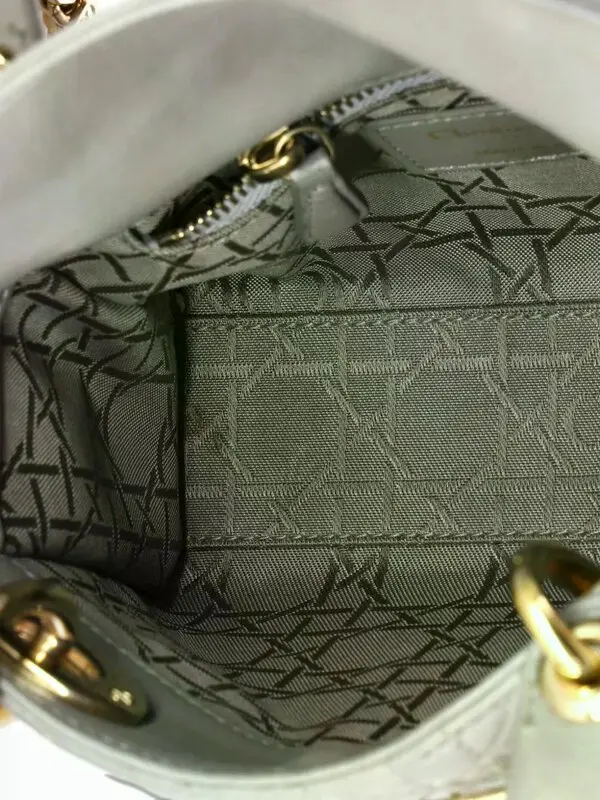 Dior Lady Chain Bag Cannage Quilt Lambskin Mini Satchel - Grey
