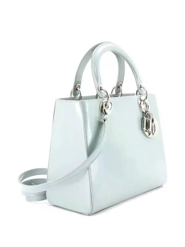 Dior Lady Bag Patent Medium Satchel - Blue