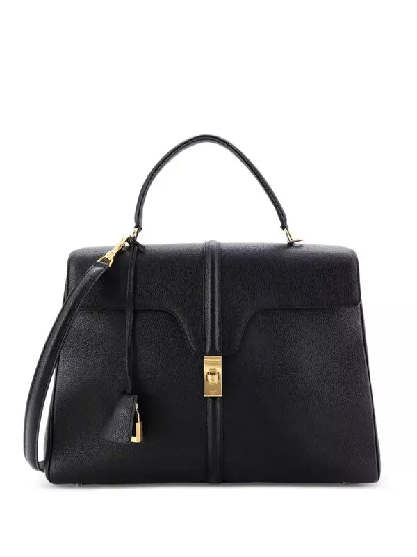 Celine 16 Top Handle Bag Grained Calfskin Medium - Black