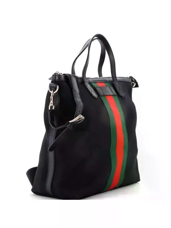 Gucci Web Zip Techno Canvas Medium Tote Bag
