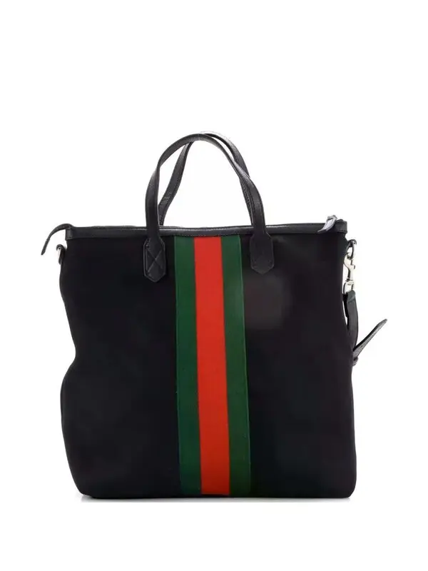 Gucci Web Zip Techno Canvas Medium Tote Bag