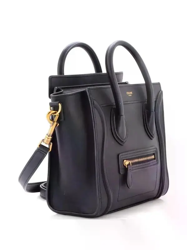 Celine Luggage Bag Smooth Leather Nano Crossbody Bag - Black