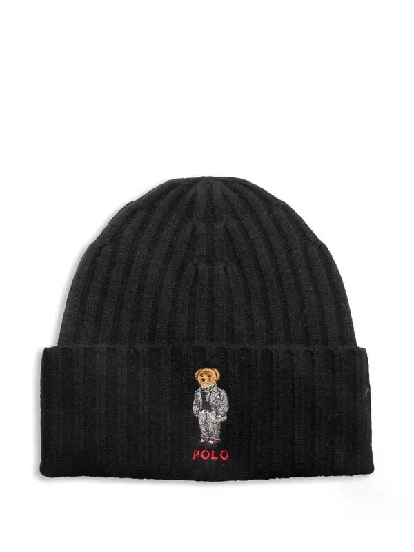 Polo Ralph Lauren Bear-embroidered Beanie Hat - Black