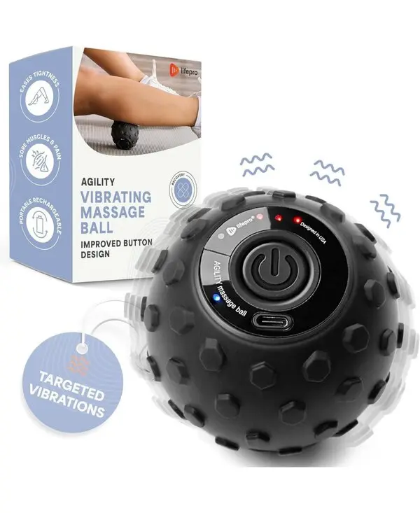 LIFEPRO 4-speed Vibrating Peanut Massage Ball | Lacrosse Ball & Foam Roller For Recovery & Therapy - Black
