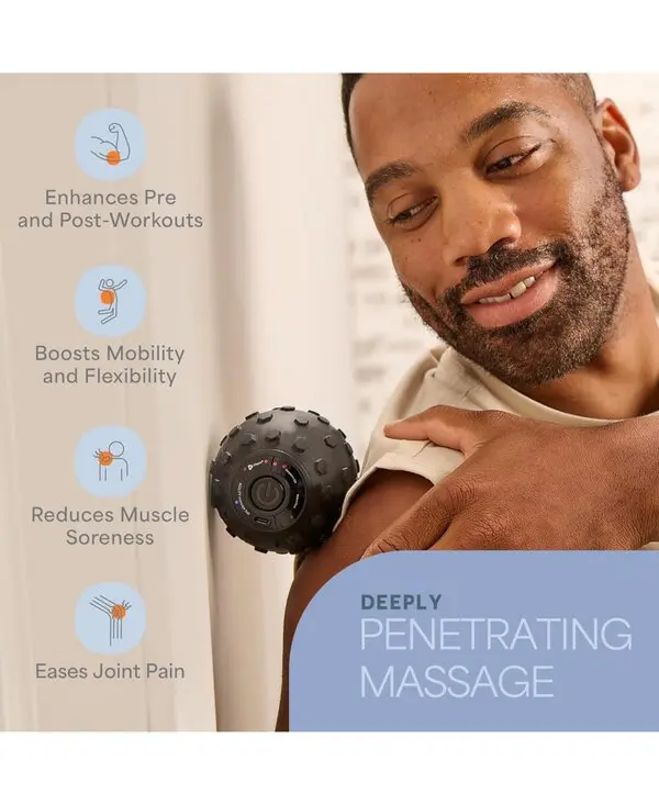 LIFEPRO 4-speed Vibrating Peanut Massage Ball | Lacrosse Ball & Foam Roller For Recovery & Therapy - Black