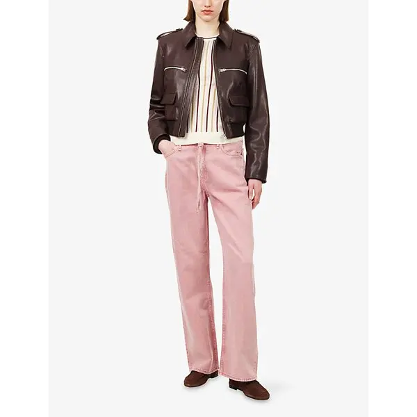 Rag & Bone Phoebe Wide-leg Drawstring Denim Jeans - Raspberry Stone