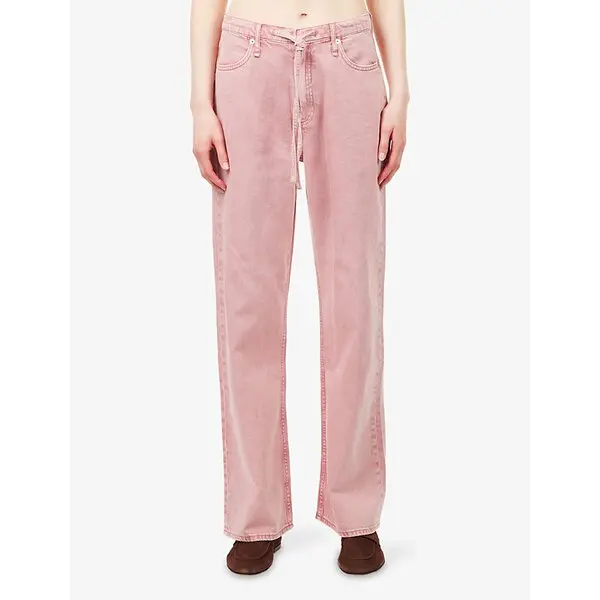 Rag & Bone Phoebe Wide-leg Drawstring Denim Jeans - Raspberry Stone