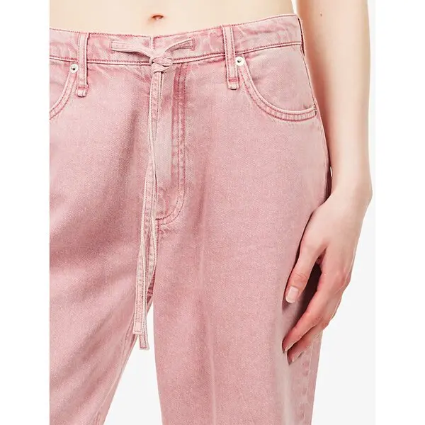 Rag & Bone Phoebe Wide-leg Drawstring Denim Jeans - Raspberry Stone