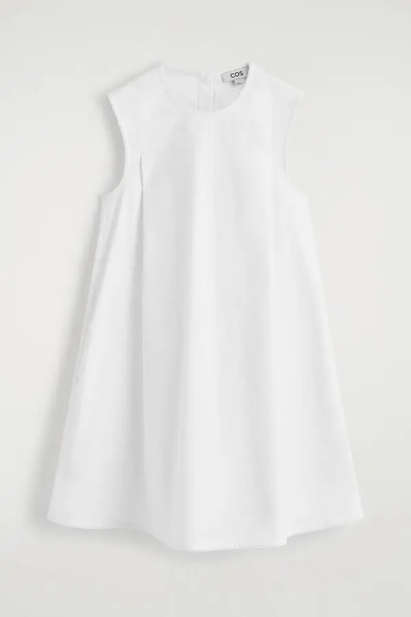 Cos Picot-trimmed Pleated Mini Dress - White