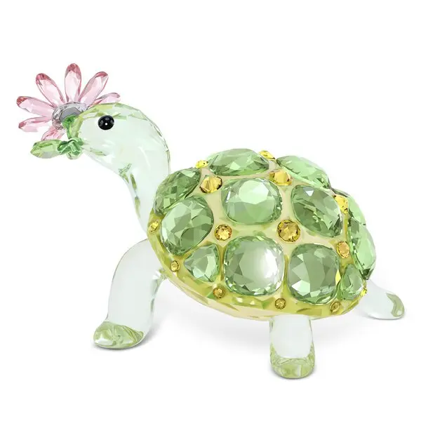 SWAROVSKI Idyllia Collection Tortoise And Daisy Crystal Figurine