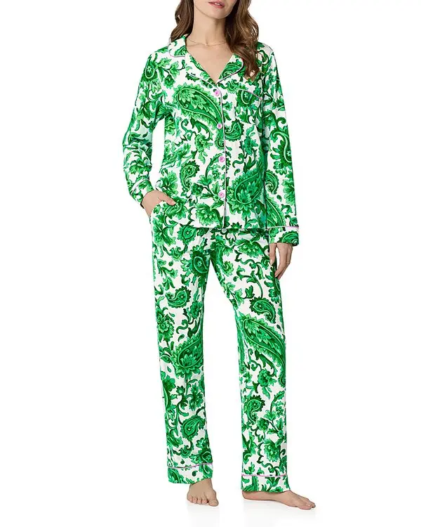 BEDHEAD PAJAMAS Stretch Jersey Long Sleeve Pajama Set - Sorrento Verde