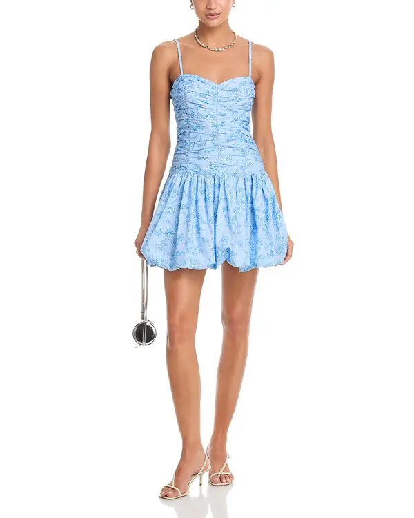 Aqua Rose Bud Gathered Dress