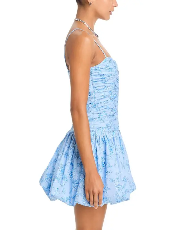 Aqua Rose Bud Gathered Dress