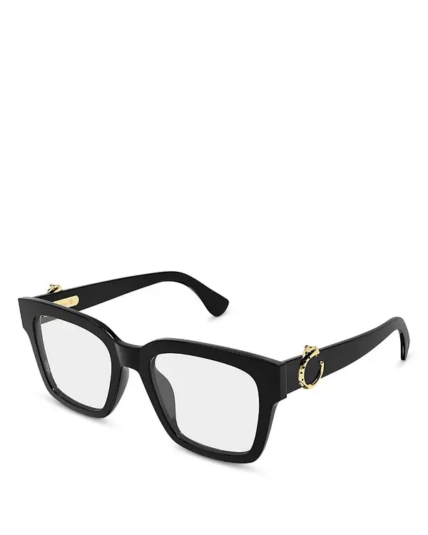 CARTIER Square Frame Glasses, 53mm - Black/smoke