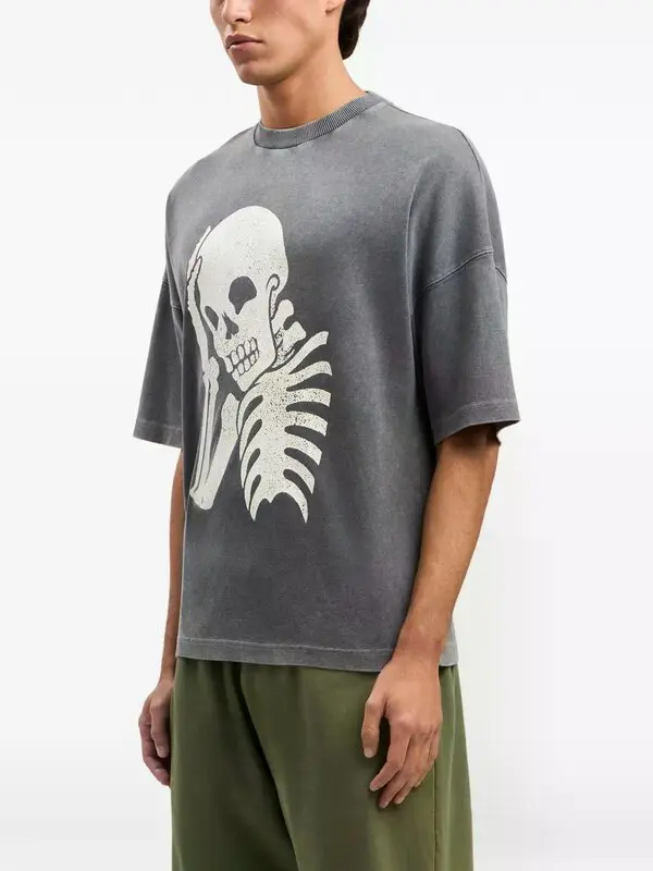 Palm Angels Skull-print Washed T-shirt - Grey