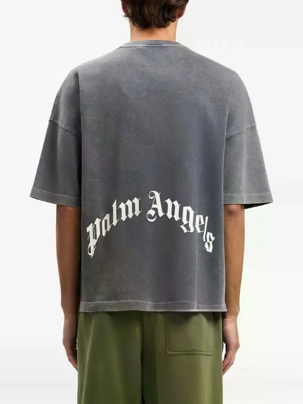 Palm Angels Skull-print Washed T-shirt - Grey