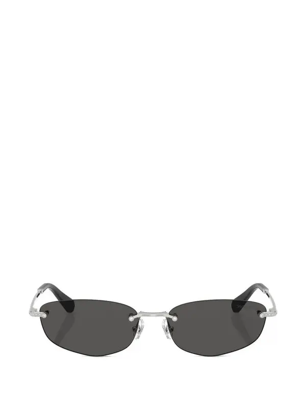 SWAROVSKI Rimless Rectangle Sunglasses - Silver