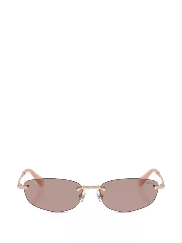 SWAROVSKI Rimless Rectangle Sunglasses - Gold