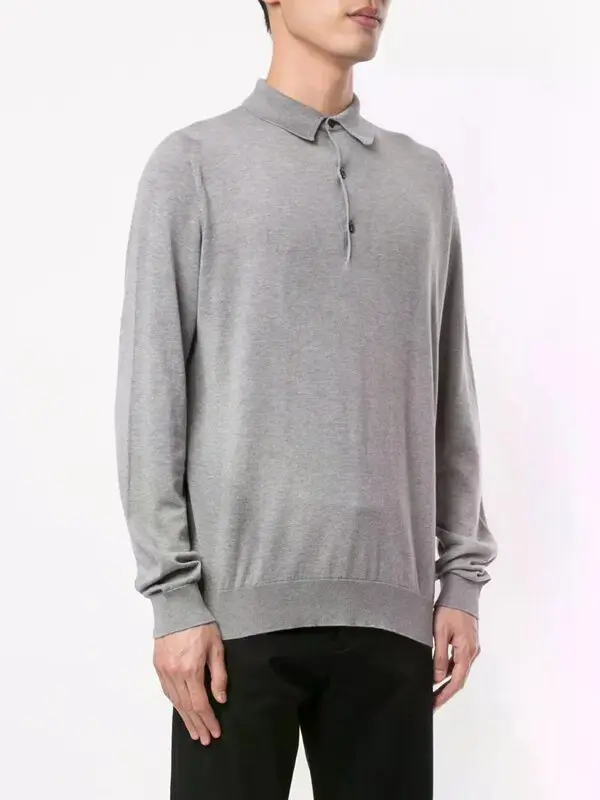 John Smedley Long-sleeve Polo Shirt - Grey