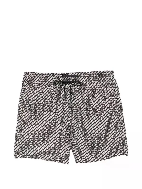 Tagliatore Geometric-print Swim Shorts - Black