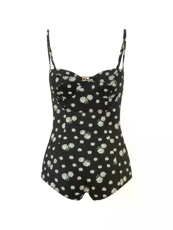 Dolce & Gabbana Floral-print Swimsuit With Dg Logo