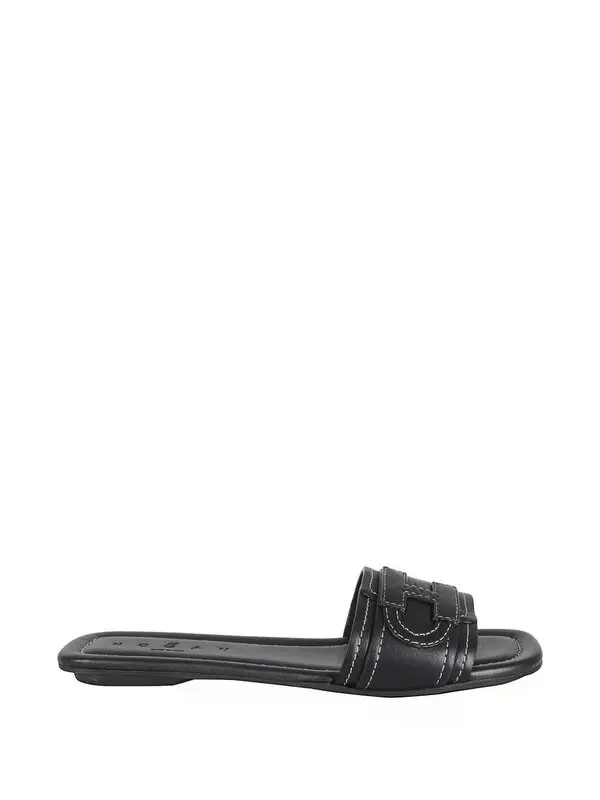 Hogan H685 Contrast-stitch H Logo Sandals - Black