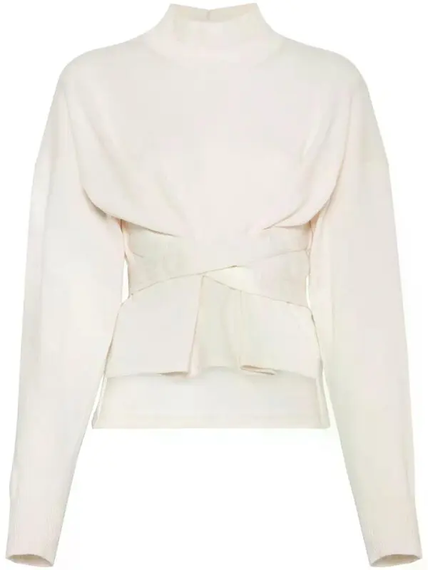 Iceberg Cream Virgin Wool Tie-waist Sweater