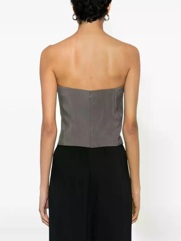 Giorgio Armani Floral-appliqué Strapless Top - Grey