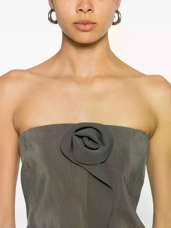 Giorgio Armani Floral-appliqué Strapless Top - Grey
