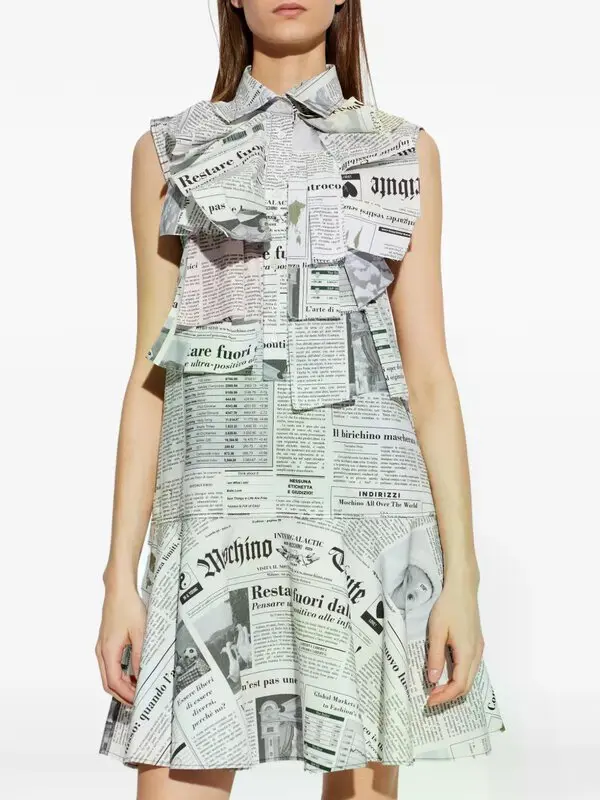 Moschino Newspaper-print Ruffled Mini Dress