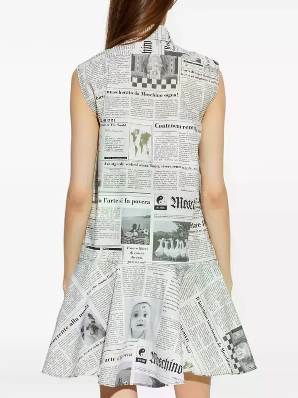 Moschino Newspaper-print Ruffled Mini Dress