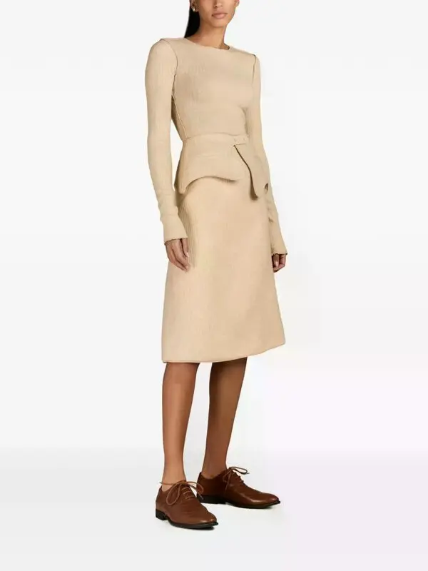 MARK-OFF Ribbed-knit Midi Skirt