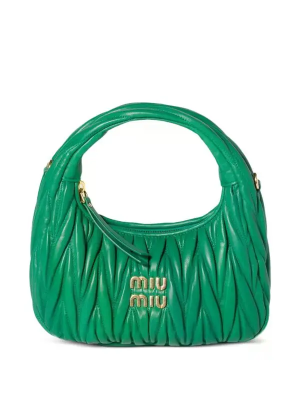 Miu Miu Wander Matelassé Nappa Leather Bag - Green