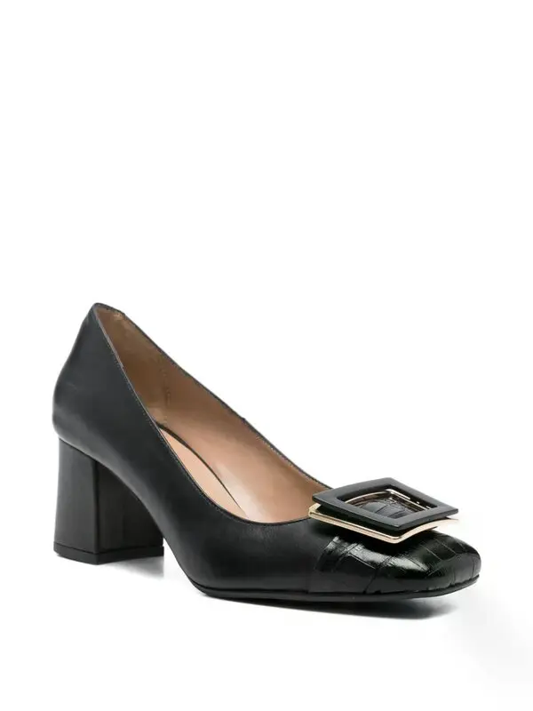 SERGIO MORETTI FIRENZE Buckle-detail Crocodile-effect Pumps - Black