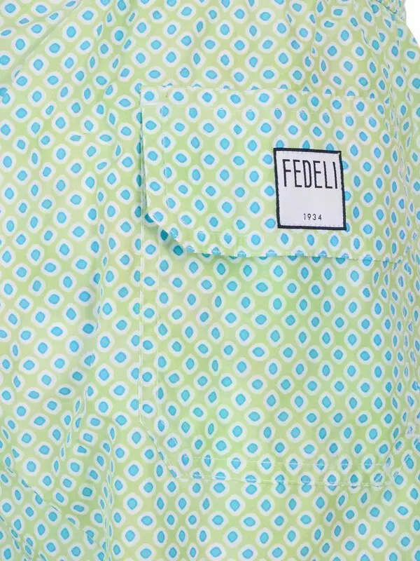 Fedeli Geometric-print Swim Shorts