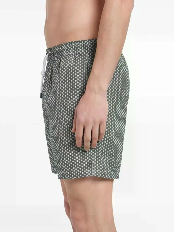 Fedeli Floral-print Swim Shorts - Green