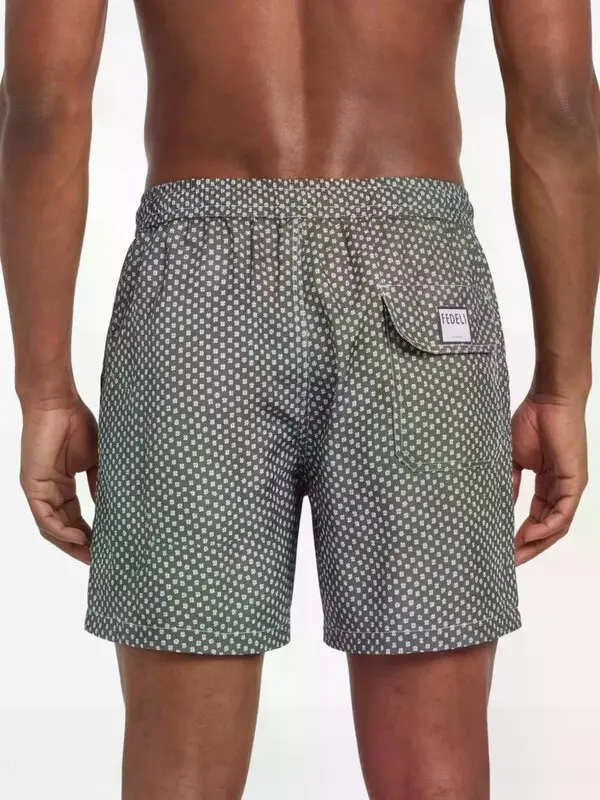 Fedeli Floral-print Swim Shorts - Green