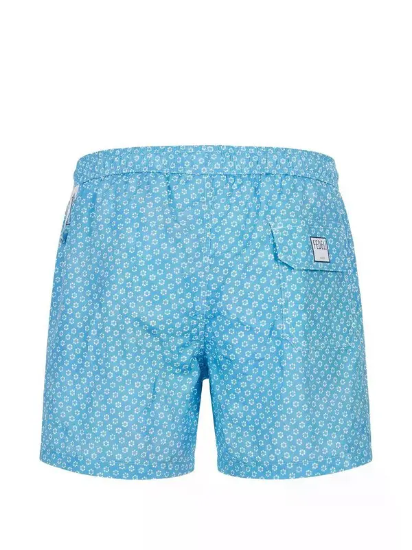 Fedeli Floral-print Swim Shorts - Blue