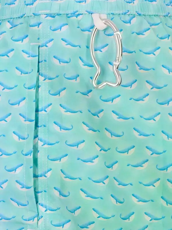 Fedeli Whale-print Drawstring Swim Shorts - Blue