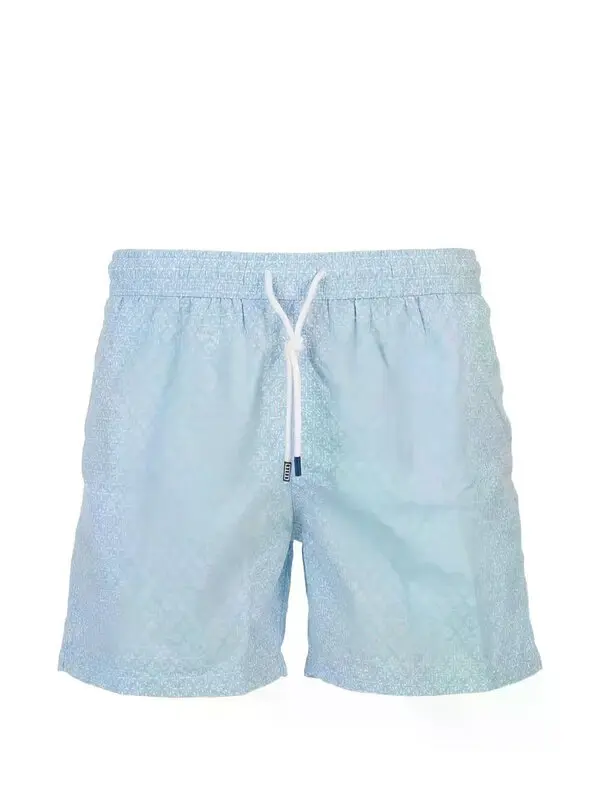 Fedeli Floral-print Drawstring Swim Shorts - Blue