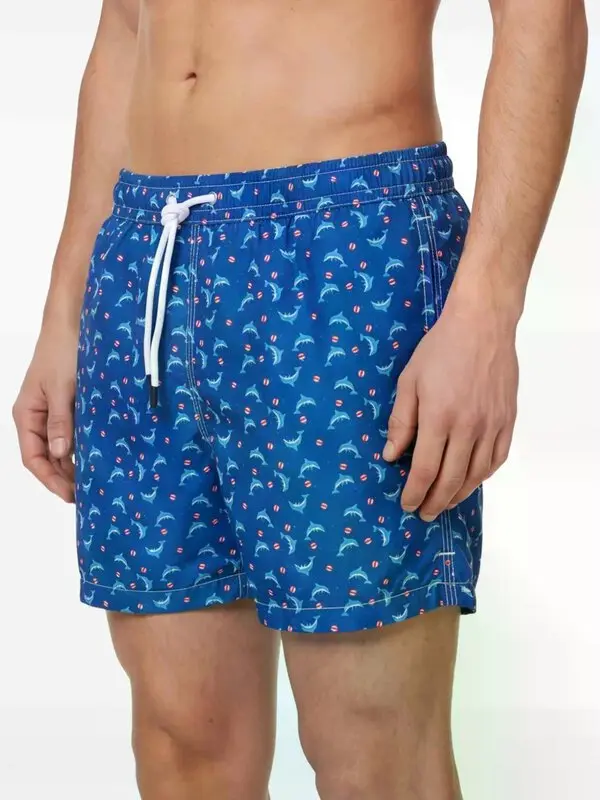 Fedeli Printed Swim Shorts - Blue