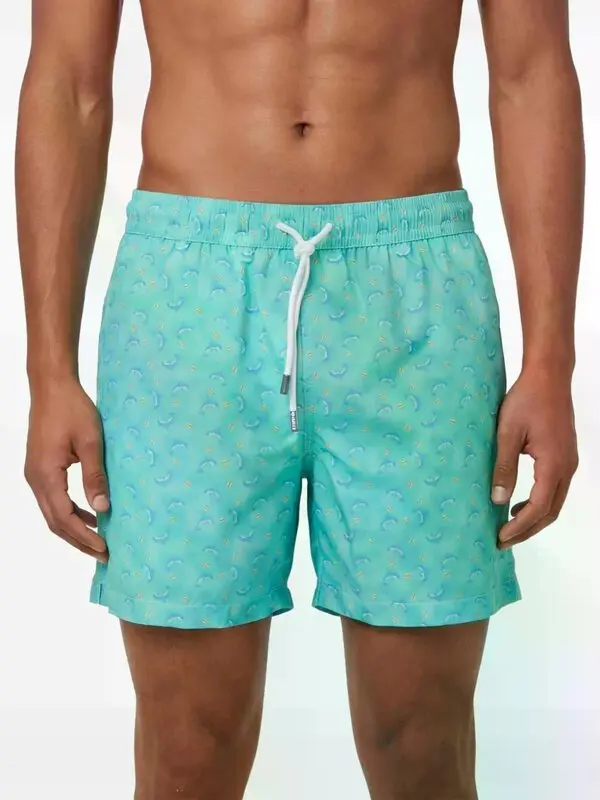 Fedeli Printed Swim Shorts - Blue